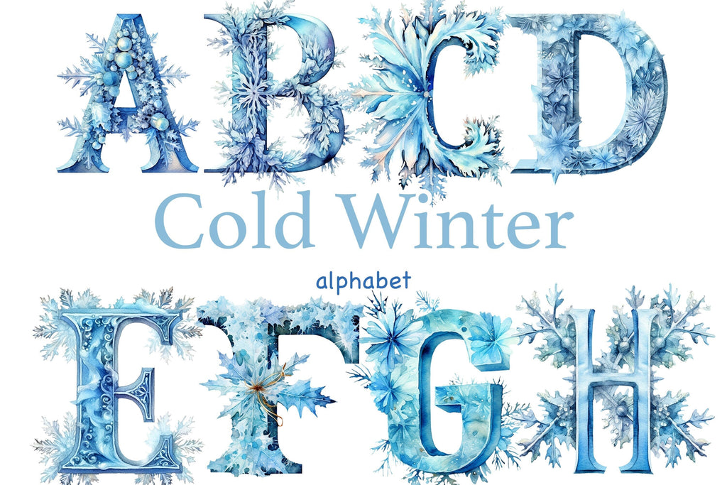 Cold Winter Alphabet Clipart | Invitation Wedding Alphabet - So Fontsy