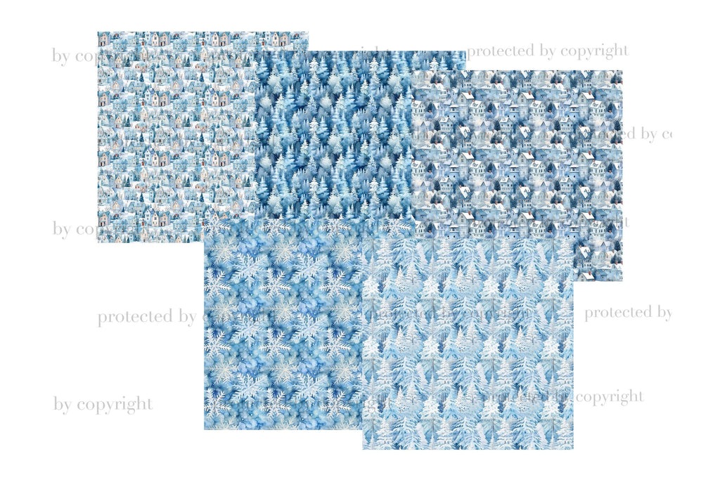 Cold Winter Digital Papers | Snowflakes Patterns - So Fontsy