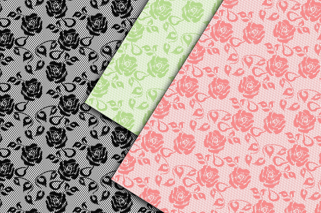 Colorful Rose Lace Digital Paper Textures - So Fontsy