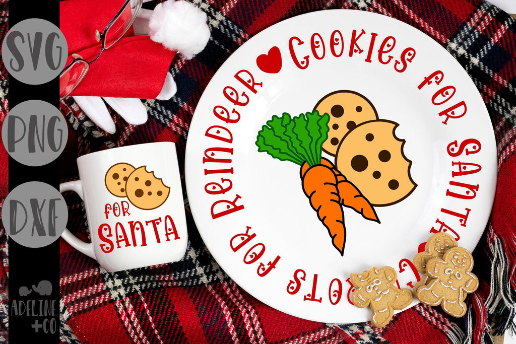 Cookies for Santa, carrots for reindeer, christmas plate - So Fontsy