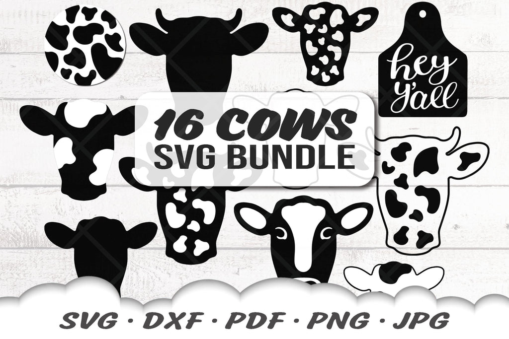 Cow SVG Bundle | Cow Head SVG | Dairy Cow SVG - So Fontsy