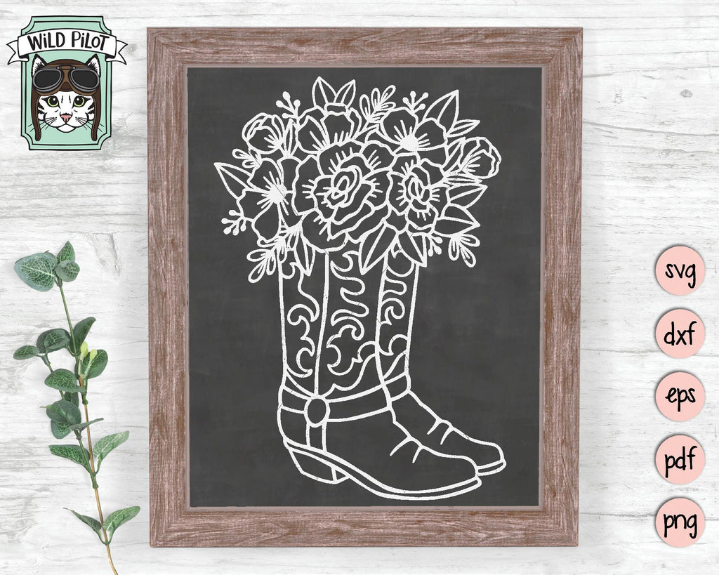 Cowboy Boots Floral SVG Cut File - So Fontsy