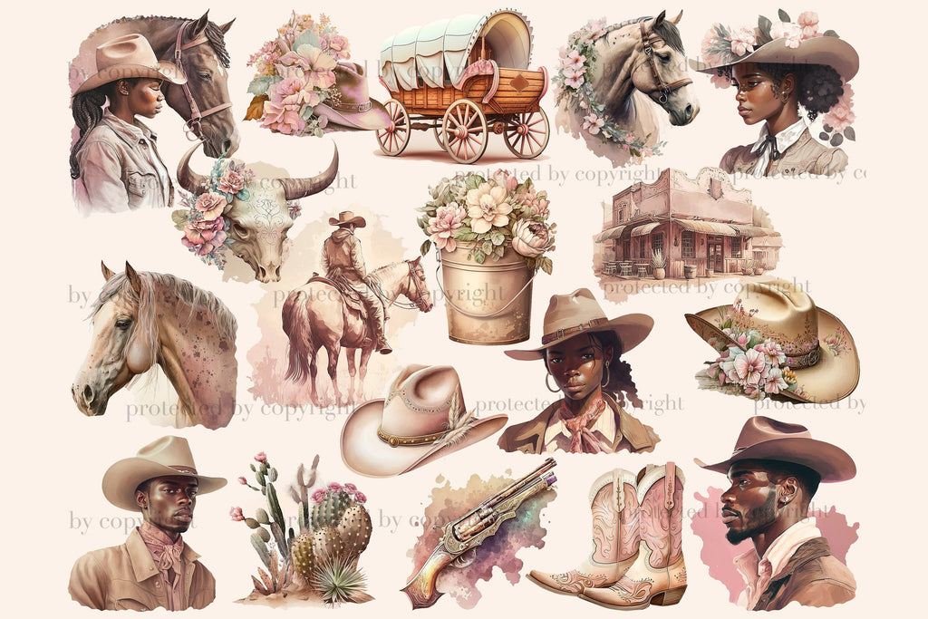 Cowgirl Clipart | Western Illustration - So Fontsy