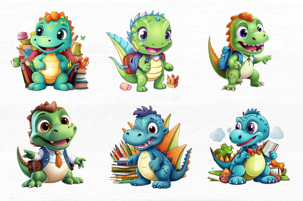 Cute Dinosaur School Clipart - So Fontsy