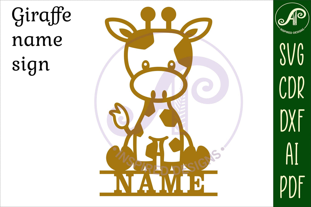 Cute Giraffe Name sign svg laser cut template, door or wall sign - So ...