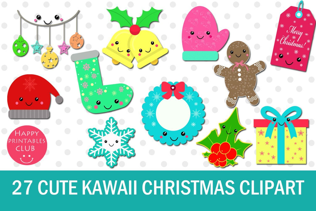 27 Cute Kawaii Christmas Clipart- Kawaii Christmas Clipart Graphics ...