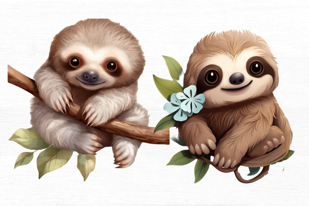 Cute Sloth Clipart Bundle - So Fontsy