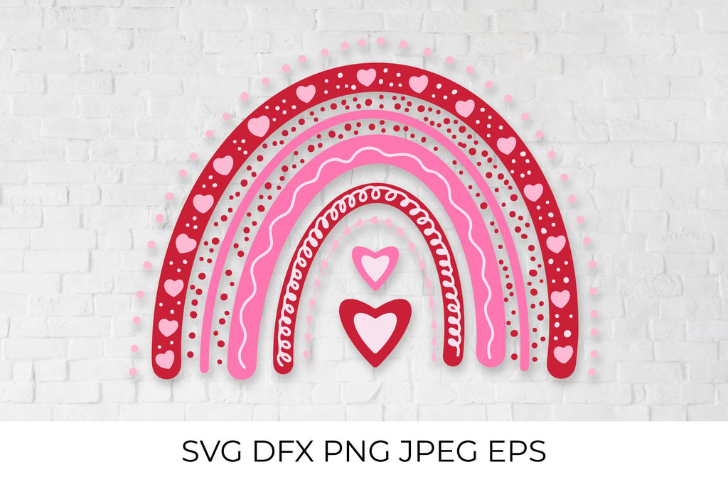 Cute Valentine Rainbow SVG. Hand Drawn Valentines Clipart - So Fontsy