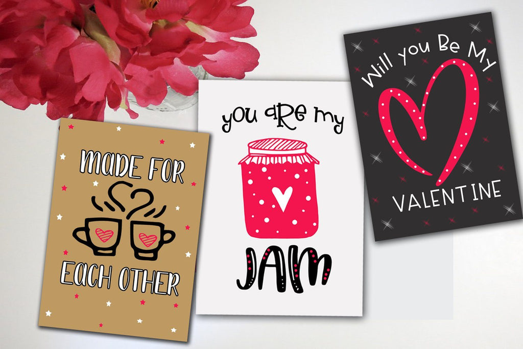 Cute Valentine's Day Cards- Printable Valentines Day Cards - So Fontsy