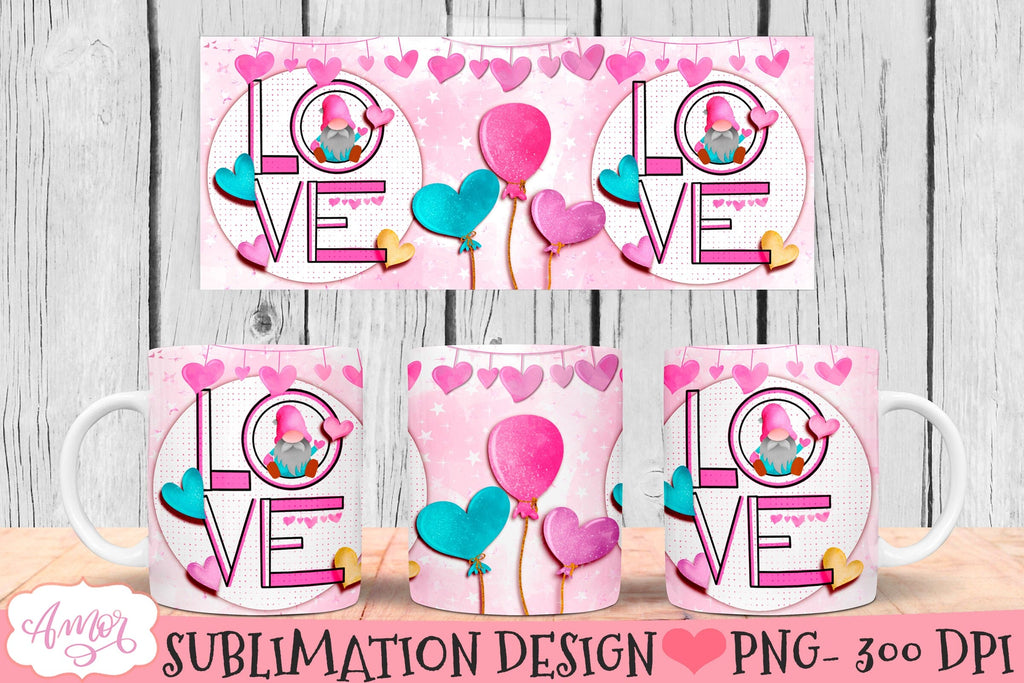 Cute Valentines Mug Wrap for Sublimation | Love mug PNG - So Fontsy