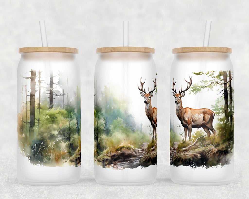 Deer Libbey Glass Can Wraps, 16oz Glass Can Sublimation Designs, Deer ...