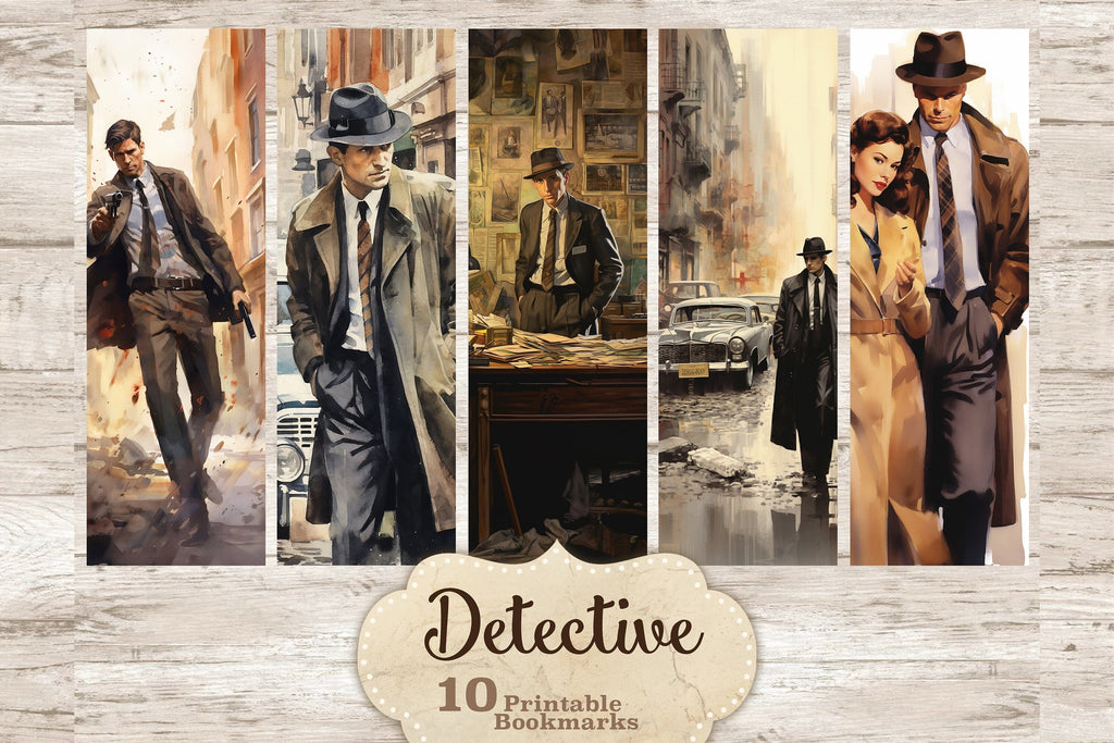 Detective Bookmarks | Retro Printable Paper - So Fontsy