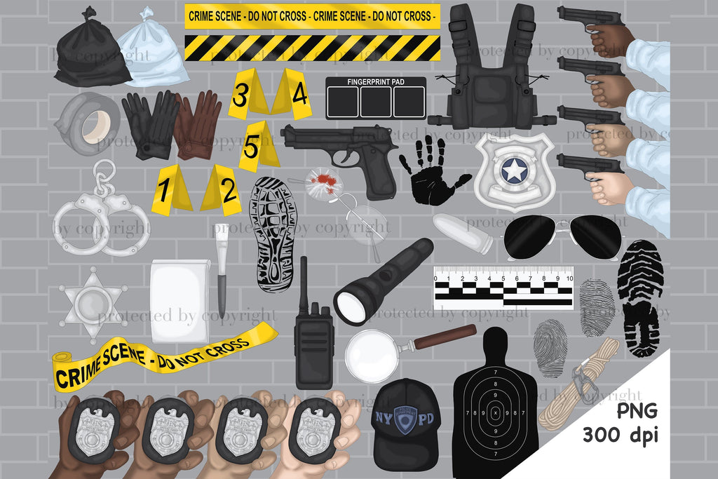 Detective Clipart | Crime Illustration - So Fontsy