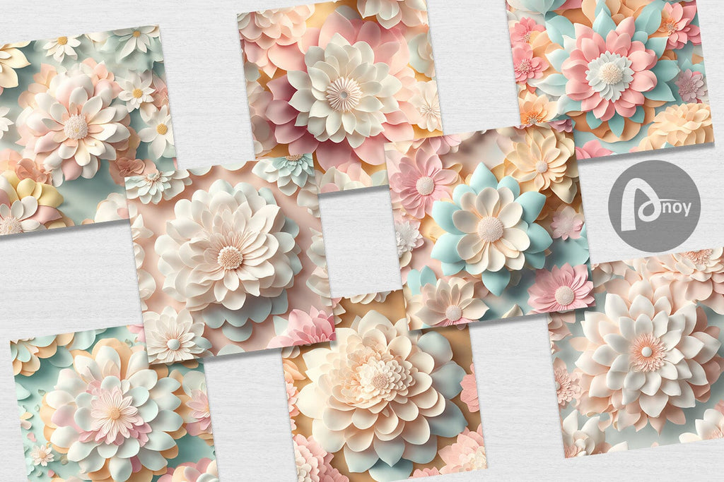 Digital Paper 3D Flower Pastel - So Fontsy