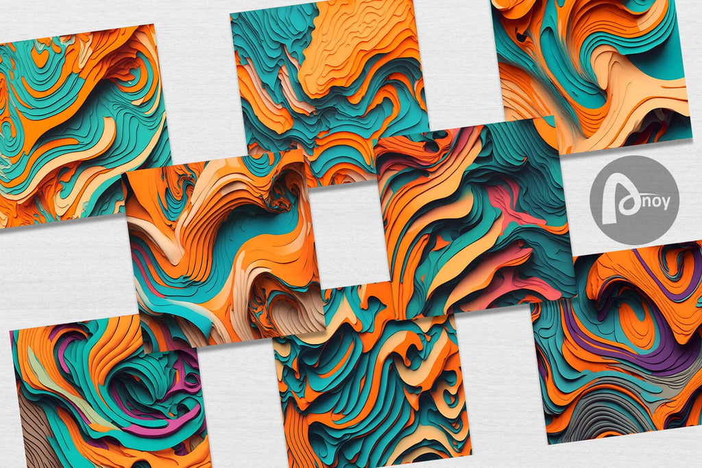 Digital Paper 3D Layered Wave - So Fontsy