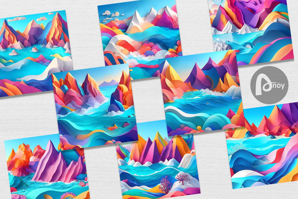 Digital Paper 3D Paper Art Ocean - So Fontsy