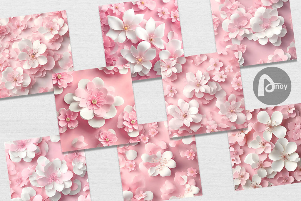 Digital Paper 3D Pink Cherry Blossom - So Fontsy