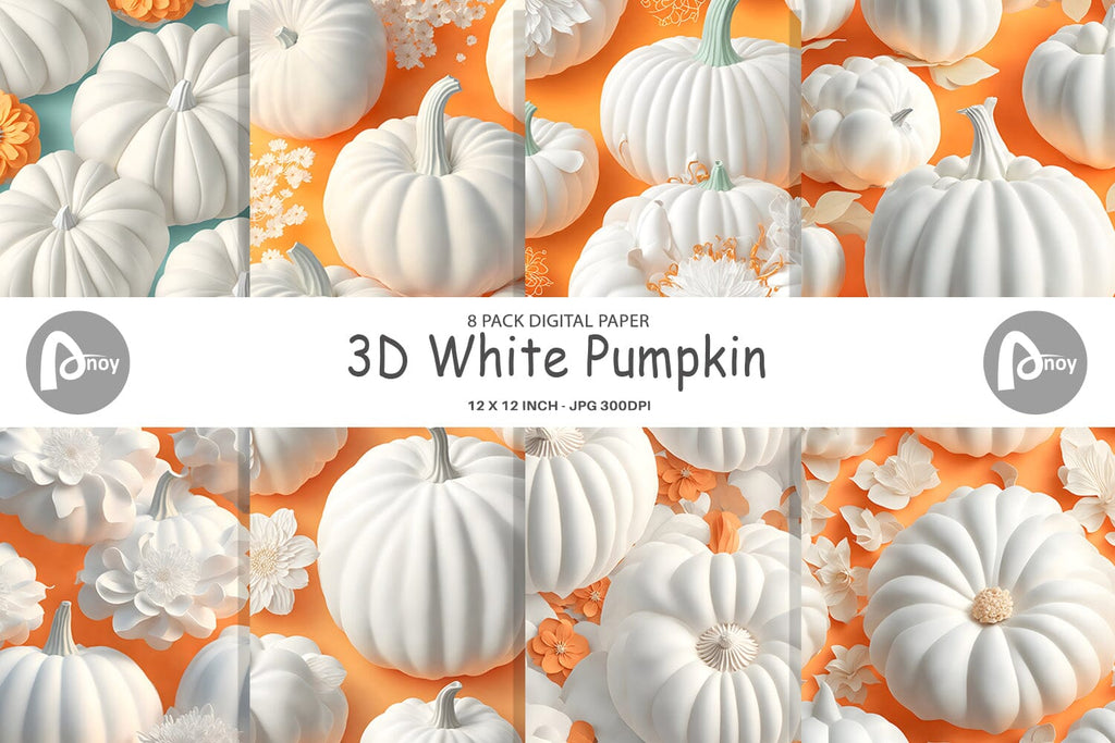 Digital Paper 3D White Pumpkin - So Fontsy