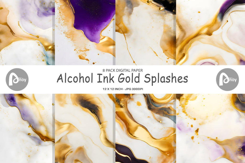 Digital Paper Alcohol Ink Gold Splash - So Fontsy