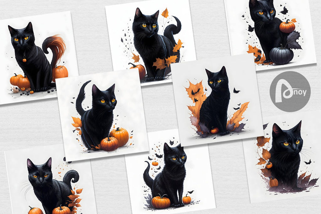 Digital Paper Black Cat Halloween - So Fontsy