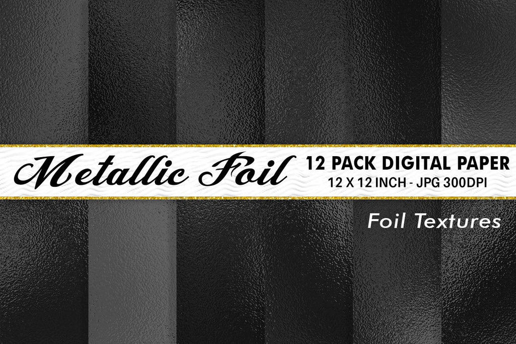 Digital Paper Black Metallic foil texture background - So Fontsy