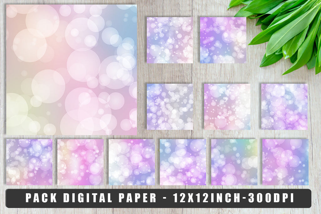 Digital paper bokeh unicorn color - So Fontsy