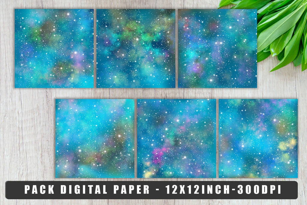 Digital paper galaxy space background - So Fontsy