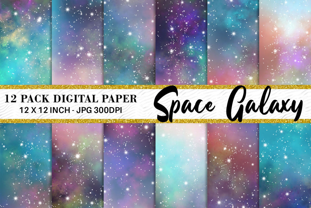 Digital paper galaxy space background - So Fontsy