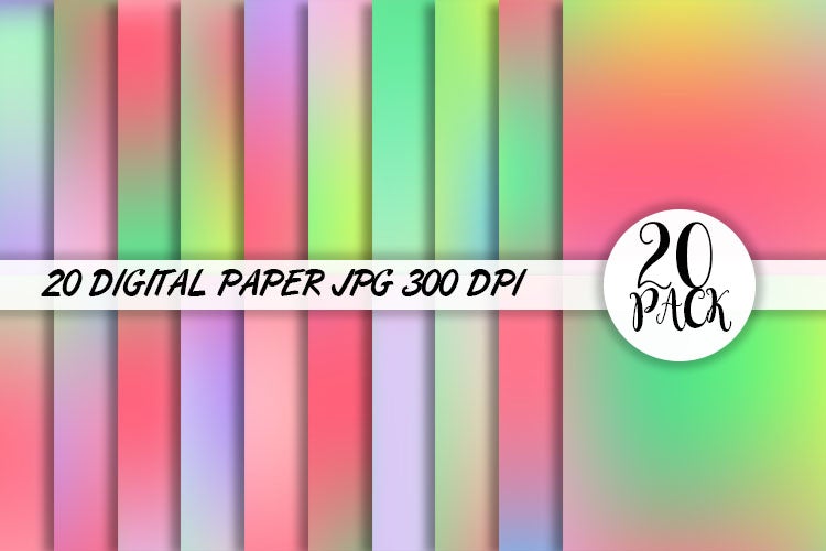 Digital Paper gradient rainbow background - So Fontsy