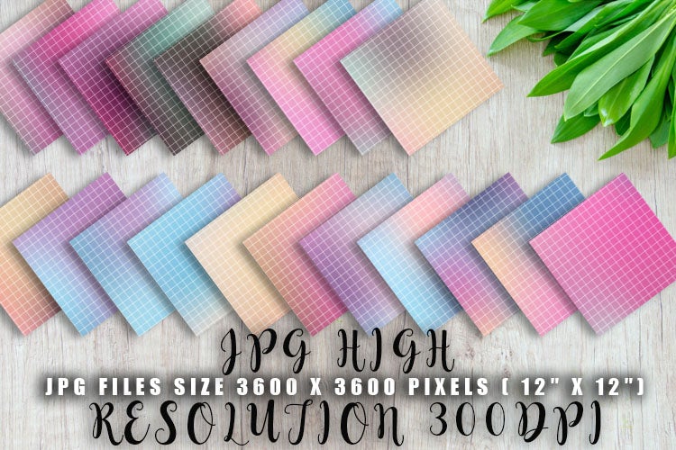Digital Paper grid line and gradient pastel color background - So Fontsy