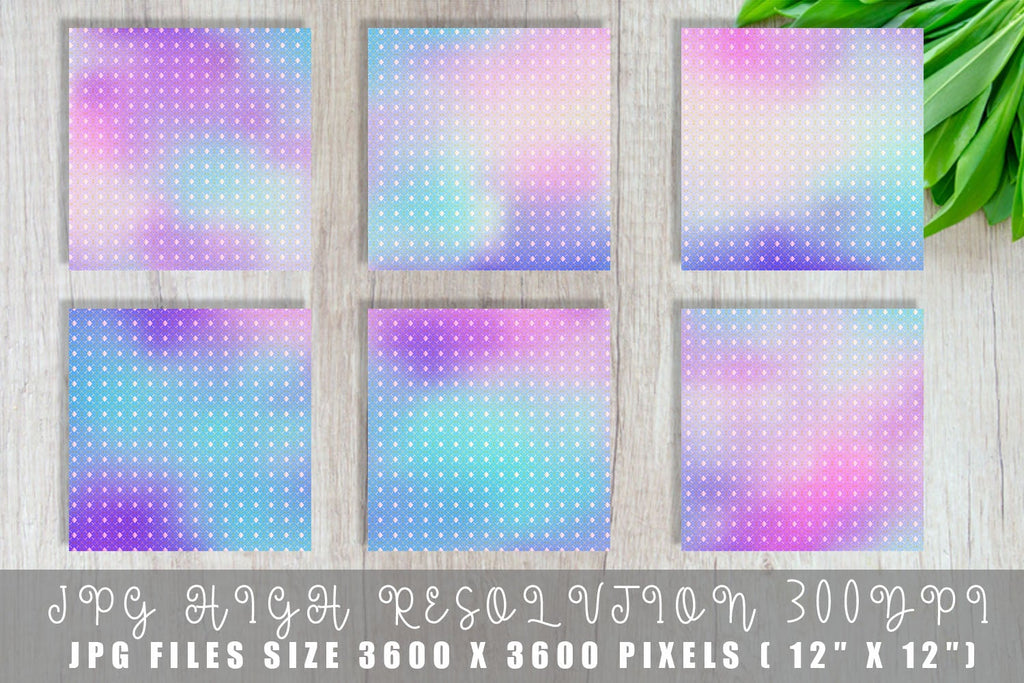 Digital paper Grid pattern and unicorn gradient background - So Fontsy