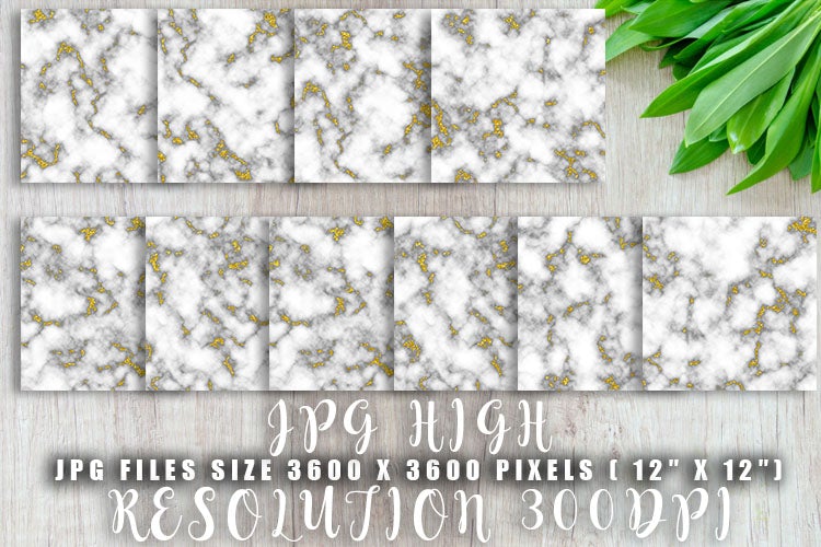 Digital paper Marble texture gold color background - So Fontsy