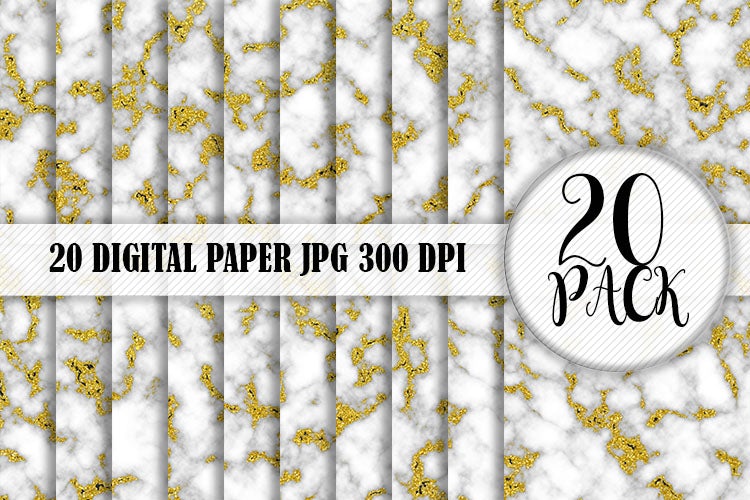 Digital paper Marble texture gold color background - So Fontsy