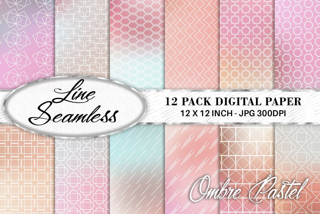 Digital paper mix line pattern on gradient pastel color background - So ...