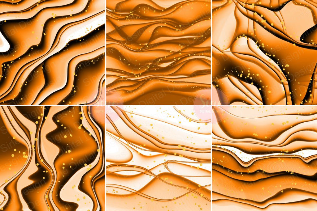 Digital Paper - Orange Ink Glitter Background Pack - So Fontsy