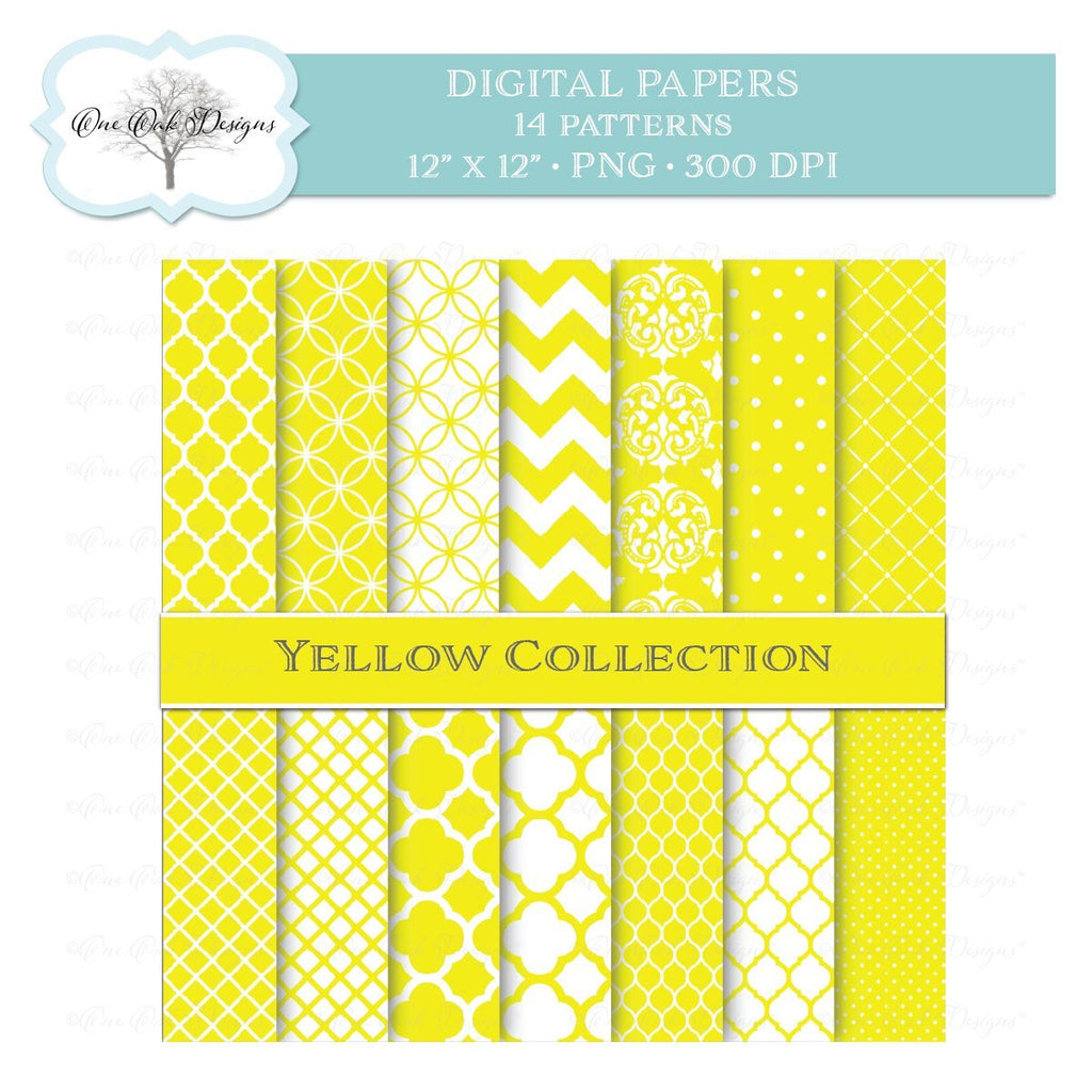 Digital Paper Pack Yellow Collection - So Fontsy