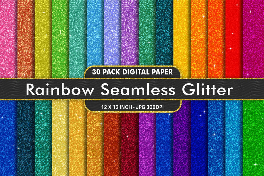 Digital Paper Rainbow Seamless glitter background - So Fontsy