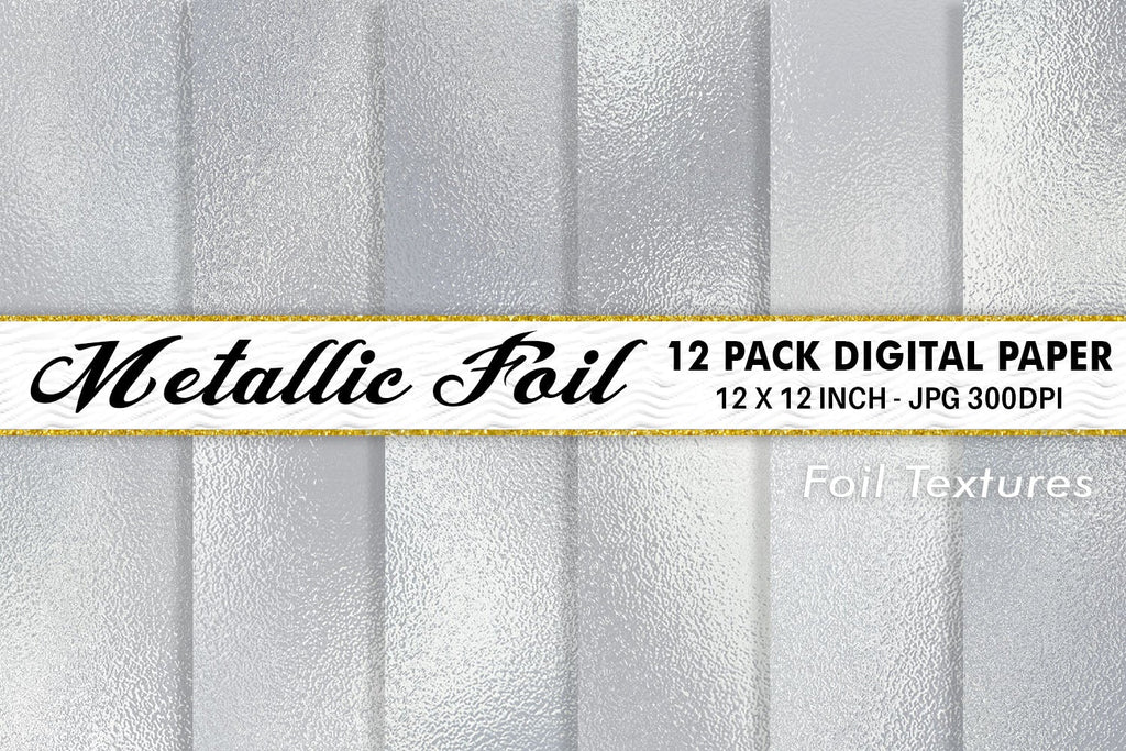 Digital Paper Silver Metallic foil texture background - So Fontsy