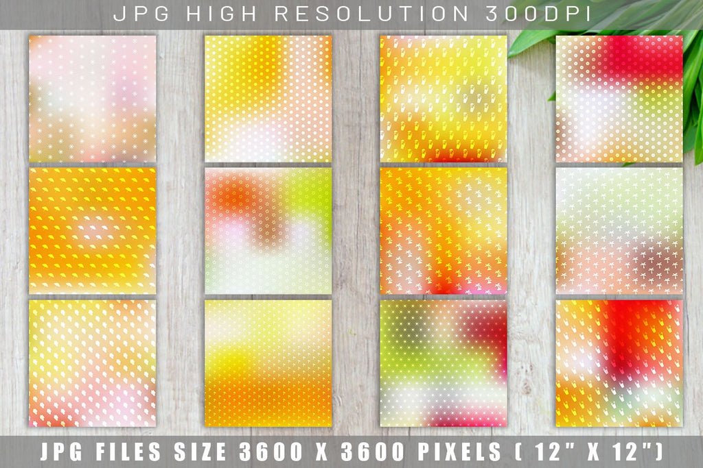 Digital paper summer pattern with gradient color background - So Fontsy