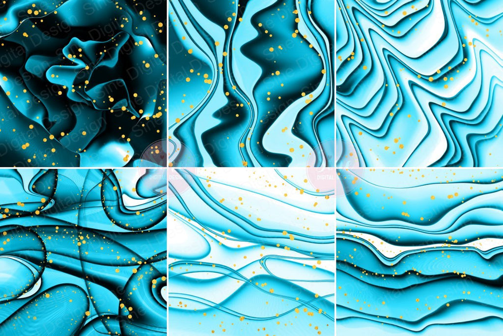 Digital Papers - Blue Ink Glitter Background Pack - So Fontsy