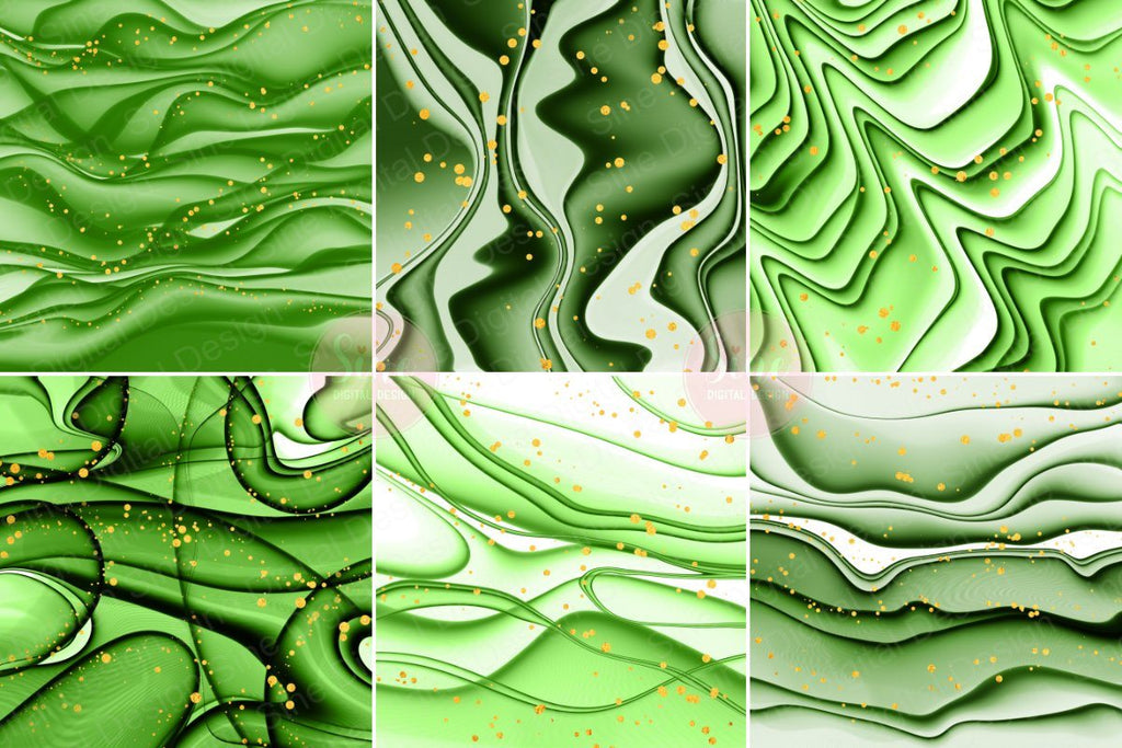 Digital Papers - Green Ink Glitter Background Pack - So Fontsy