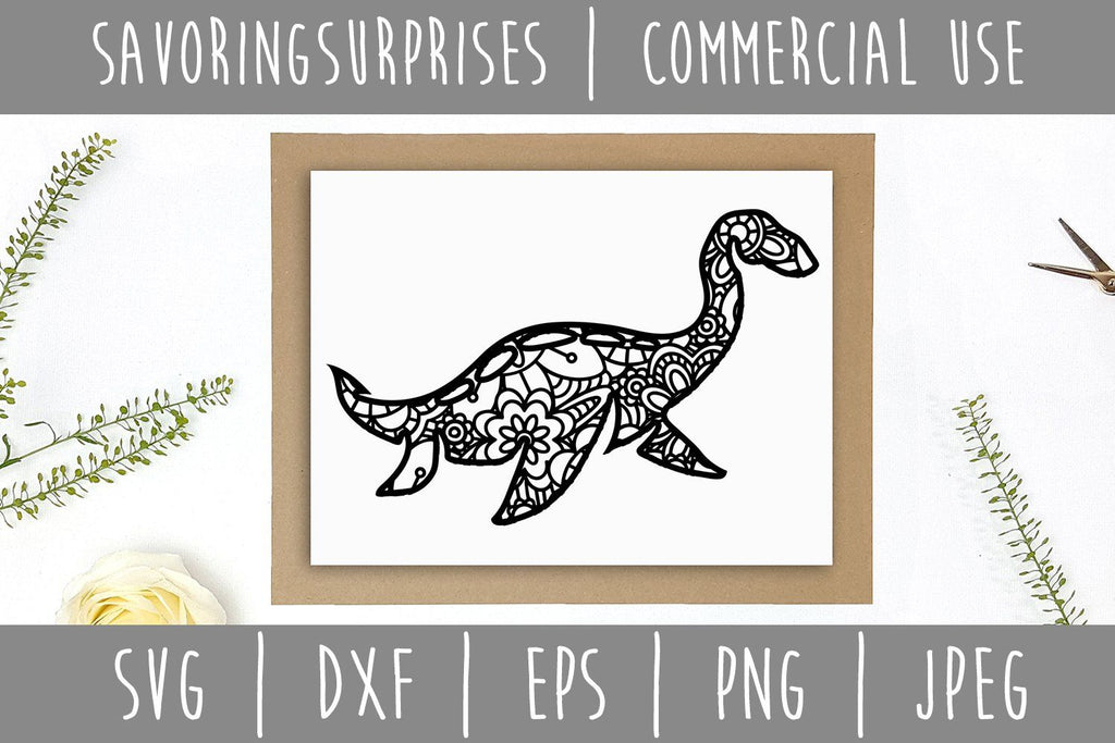 Dinosaur Mandala Zentangle - So Fontsy