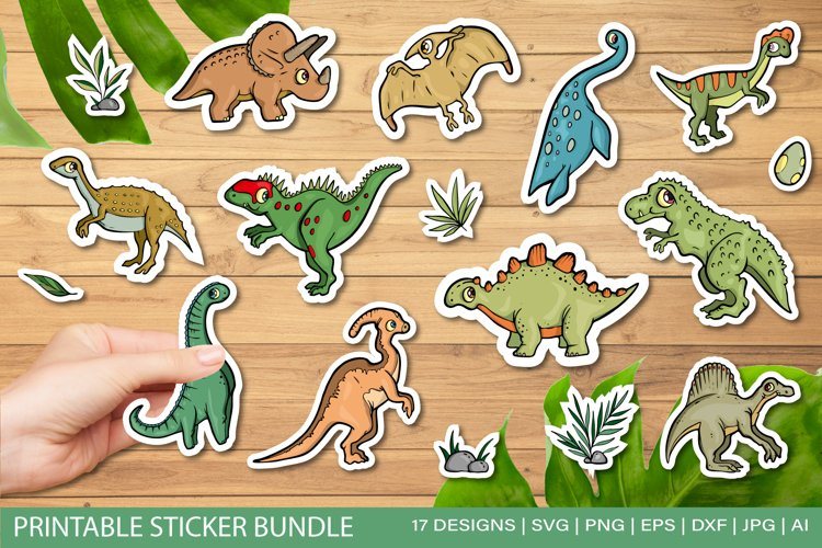 Dinosaurs bundle | Printable Stickers - So Fontsy