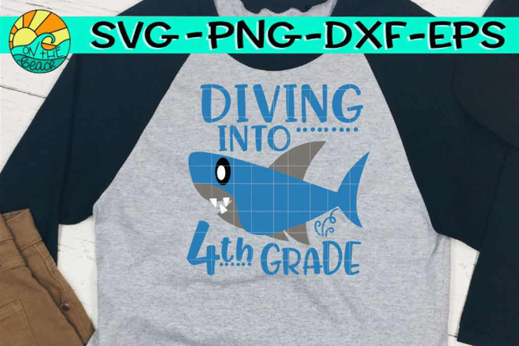 Diving Into Fourth Grade - Shark - SVG PNG EPS DXF - So Fontsy