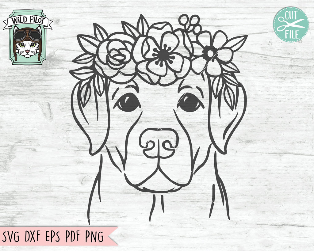 Dog With Flower Crown SVG Cut File - So Fontsy