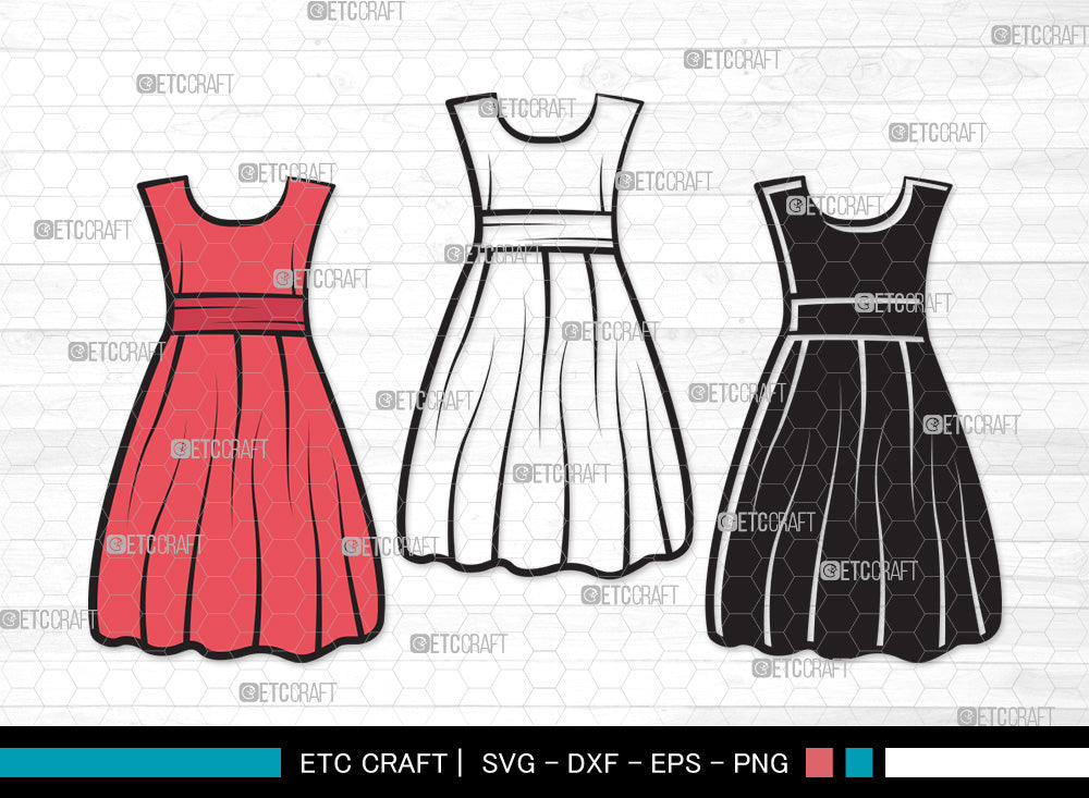 Dress Clipart SVG | Women's Dresses Svg | Dresses Svg | Gown Svg | Long ...