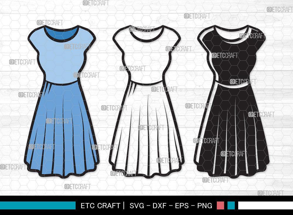 Dress Clipart SVG | Women's Dresses Svg | Dresses Svg | Gown Svg | Long ...