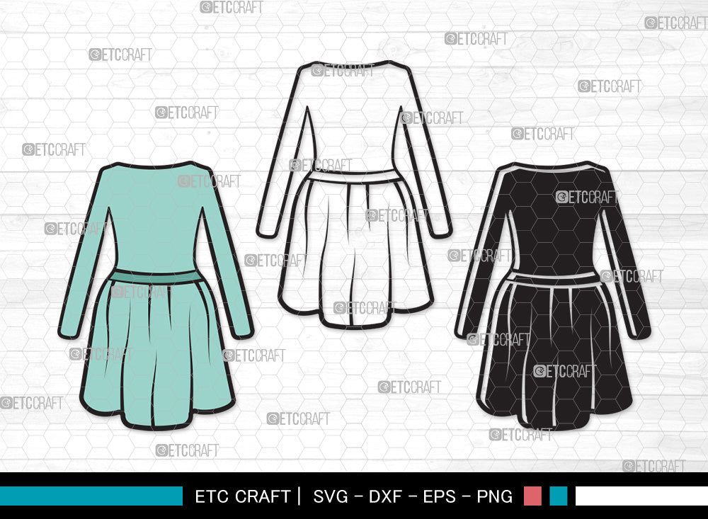 Dress Clipart SVG | Women's Dresses Svg | Dresses Svg | Gown Svg | Long ...