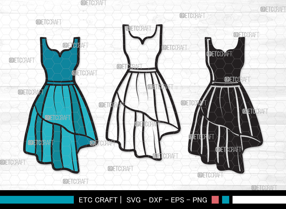 Dress Clipart SVG | Women's Dresses Svg | Dresses Svg | Gown Svg | Long ...