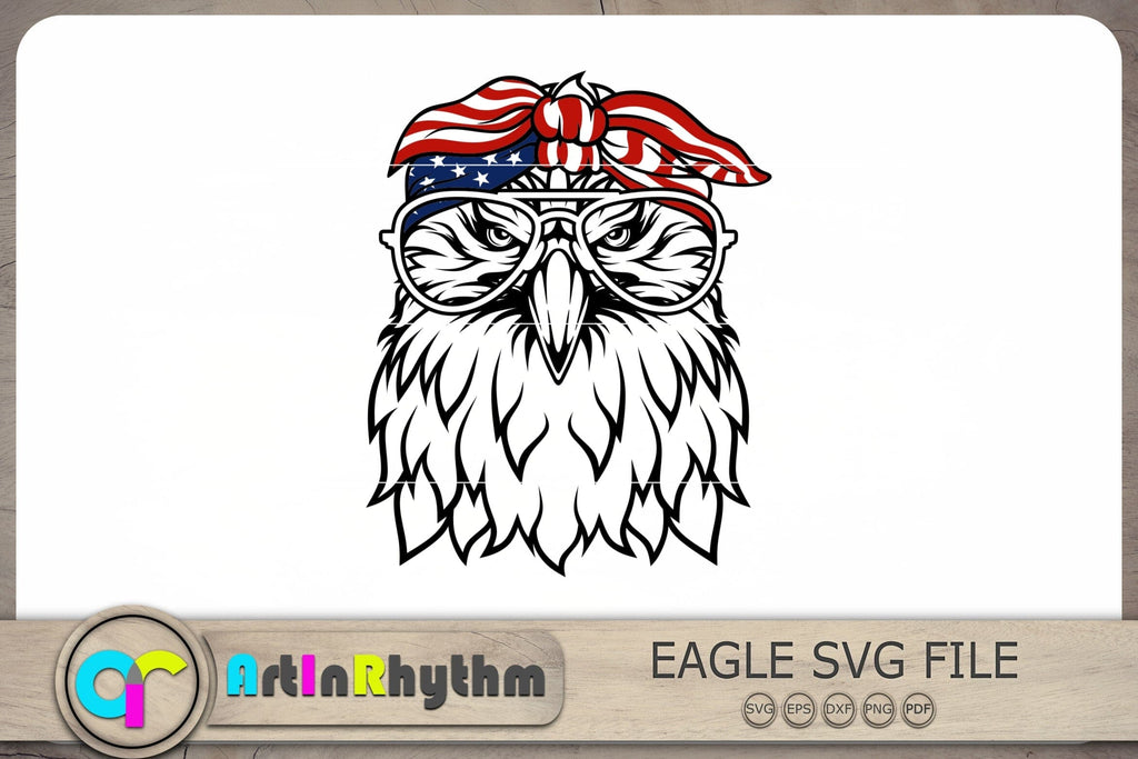 Eagle With Bandana Svg, Eagle with American Flag Svg, Patriotic Svg ...
